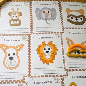 Wild Animals Playdough Mats Printable, Homeschool Montessori Animals ...