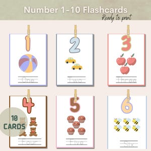 Number Flash Cards, Preschool Counting Flash Cards, Number Cards 1-10 ...