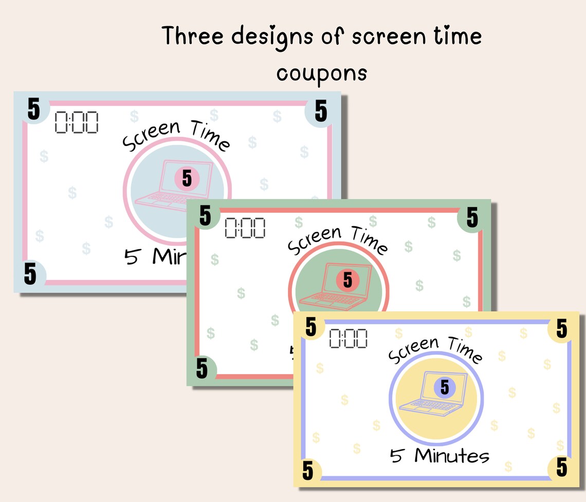 Screen Time Checklist, Screen Time Coupons Printable, Earn Screen Time ...