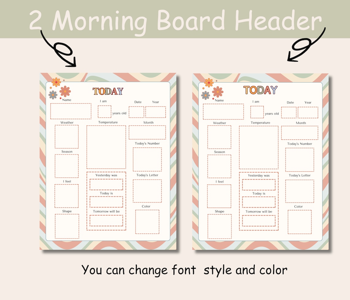 Morning Board Printable for Kids, Editable Morning Board for Toddler ...