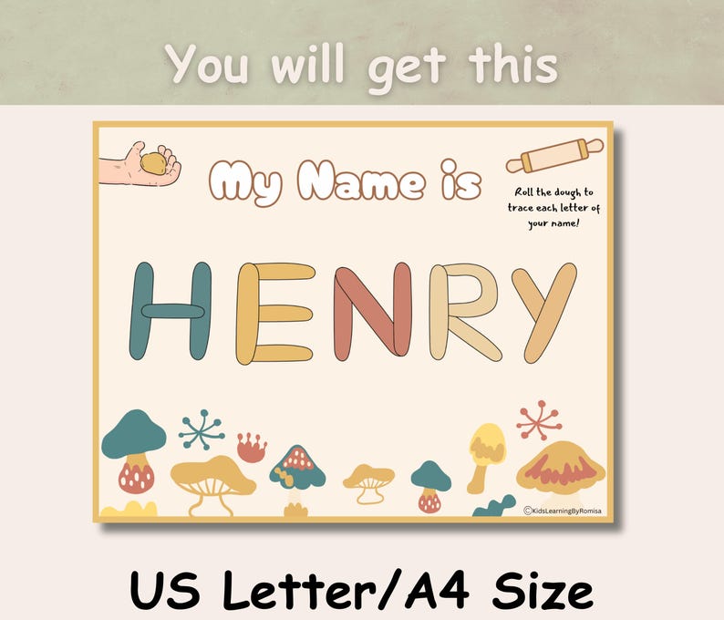 Personalized Name Play Dough Mat, Kindergarten Name Mats, Preschool ...