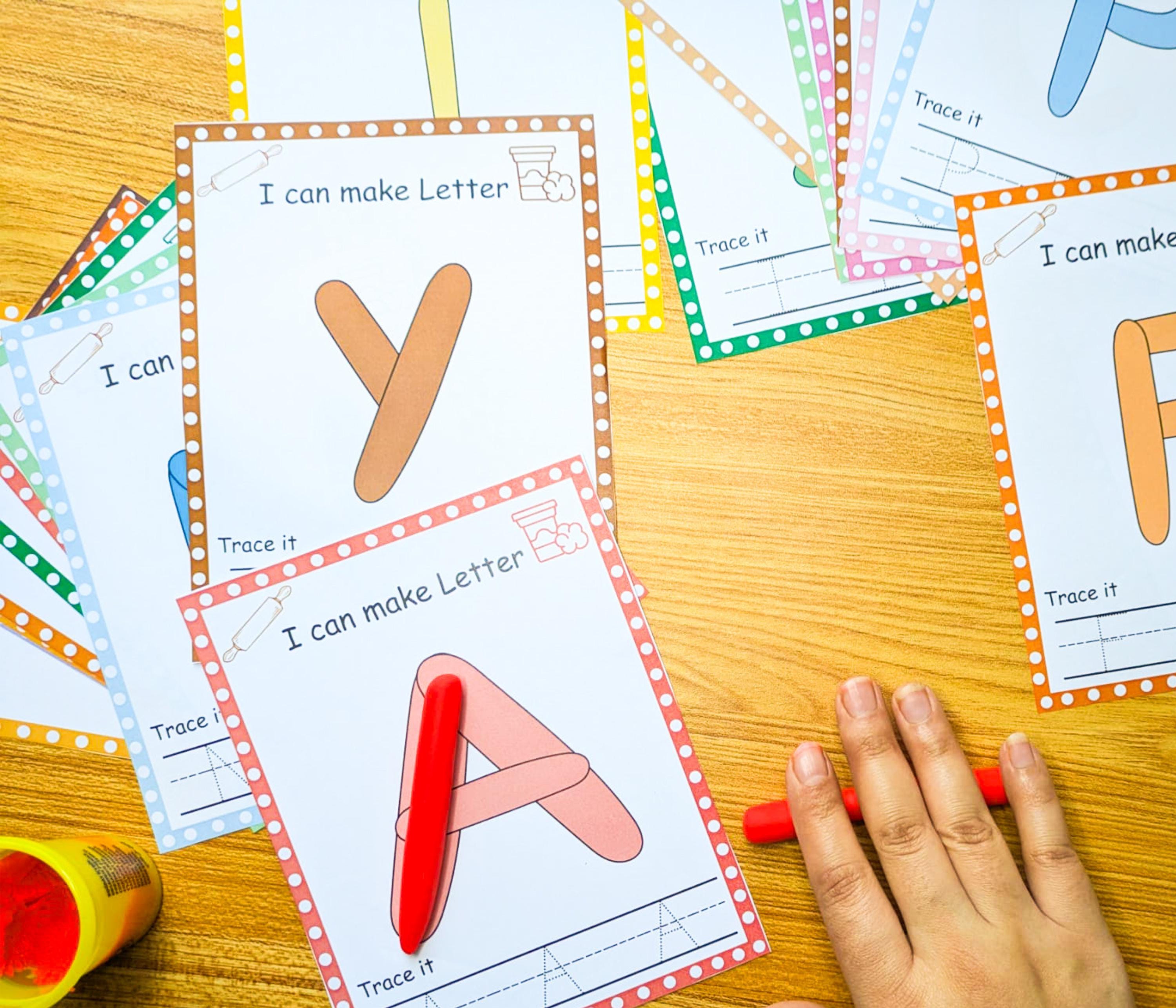 Alphabet Play Dough Mat Printables, Montessori Letters Recognition, ABC ...