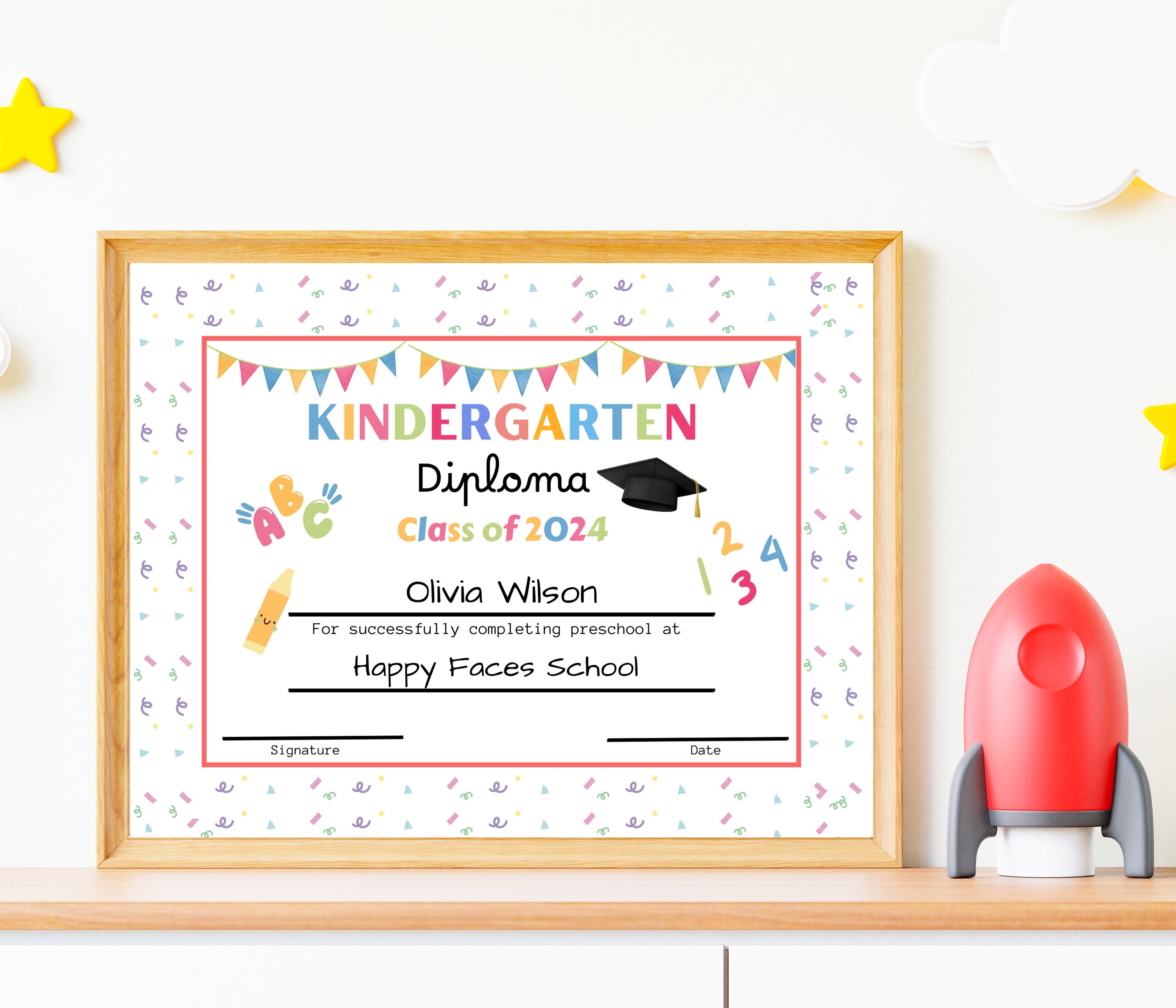 Editable Kindergarten Diploma Template, Kindergarten Graduation ...
