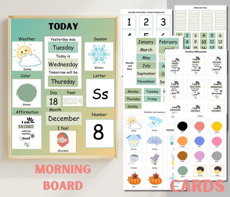 Morning Board Printable, Preschool Circle Time Board, Weather Chart ...