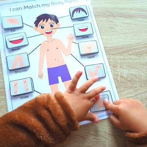 Body Parts Matching Activity for Toddlers, Printable Busy Book Page ...