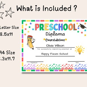 Editable Preschool Graduation Diploma , Graduation Certificate, Last ...