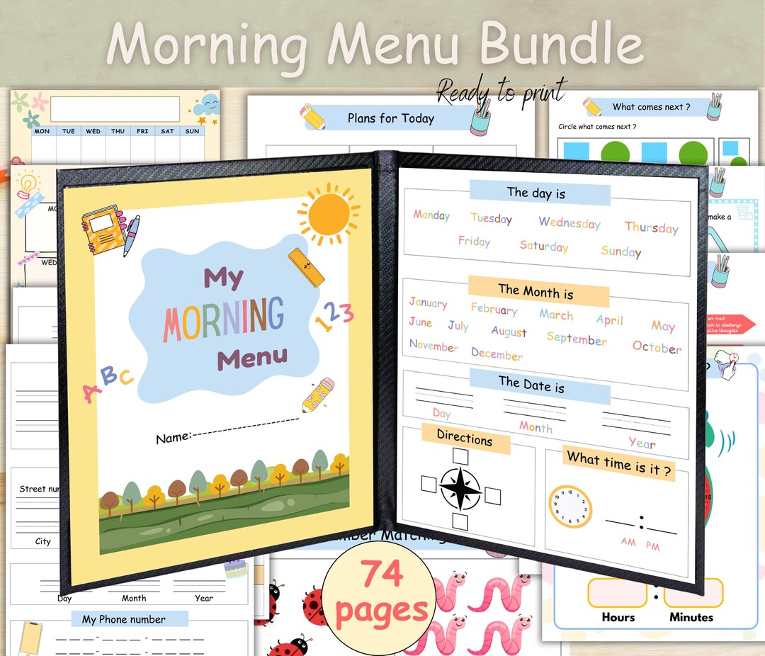 Morning Menu Homeschool Kindergarten Daily Worksheets, Circle Time ...