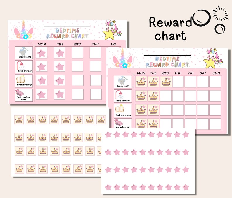 Bedtime Reward Chart for Kids, Bedtime Routine Chart for Toddler ...