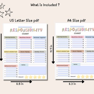Editable Kids Chore Chart, Responsibility Chart for Kids, Kids ...