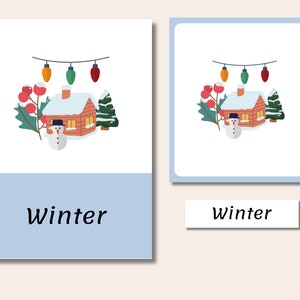 Four Seasons Flashcards for Kids, Printable Montessori Cards, Visual ...
