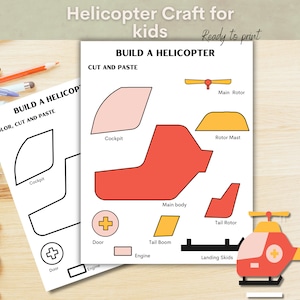 Cut and Paste Printable Helicopter Activity, Preschool Cutting Practice ...