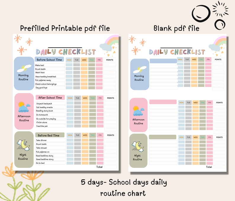 Daily Routine Checklist for Kids Kids Morning Routine Checklist, Daily ...