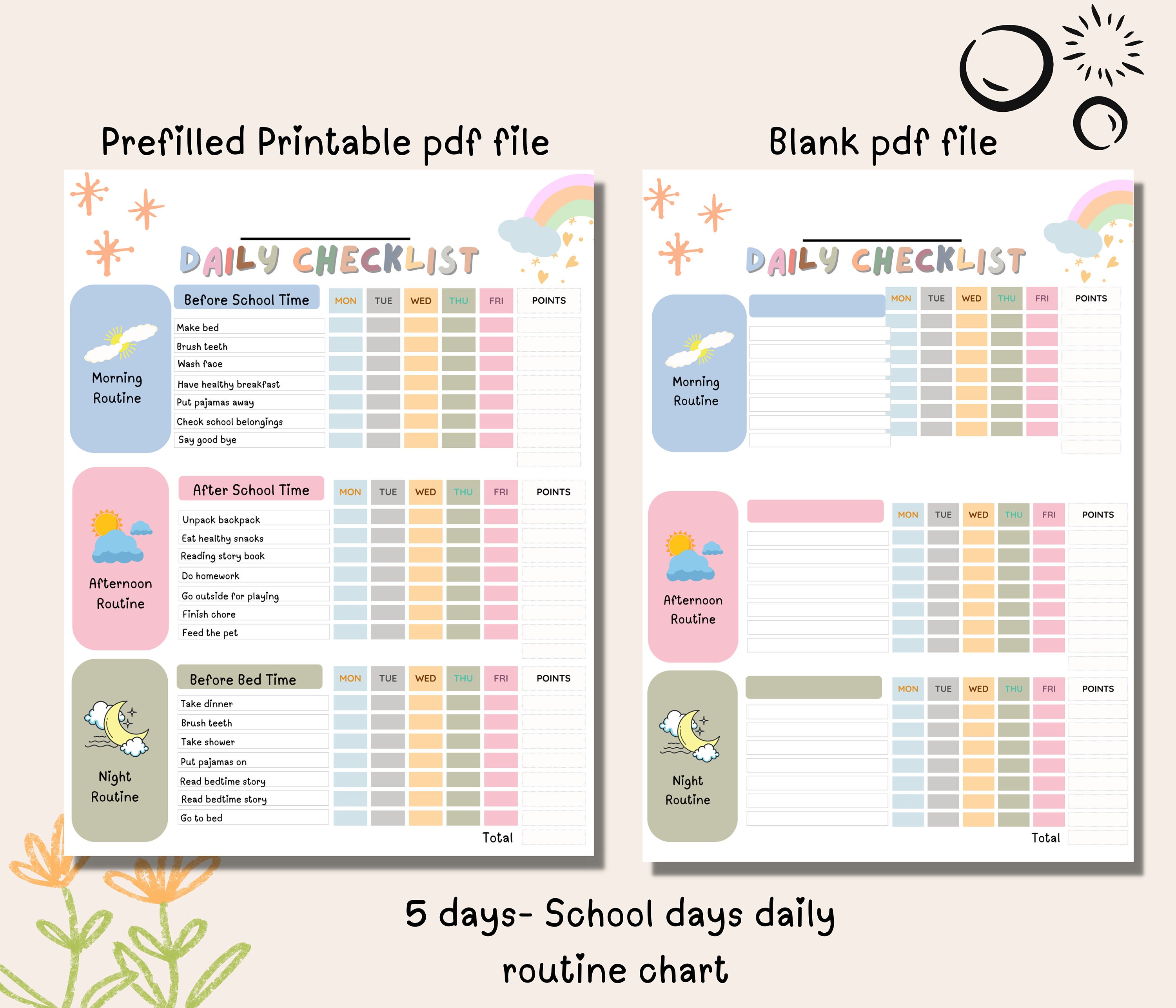 Daily Routine Checklist for Kids Kids Morning Routine Checklist, Daily ...