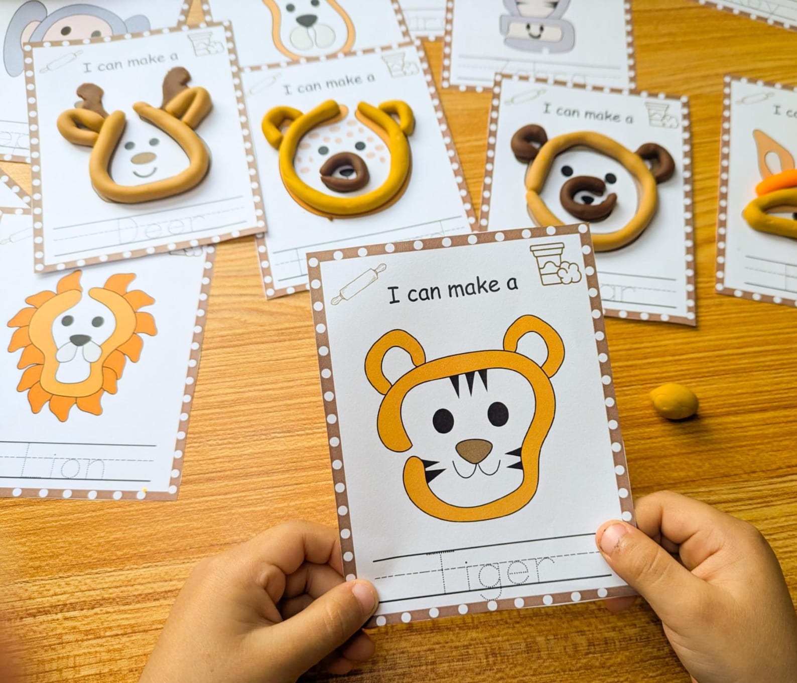 Wild Animals Playdough Mats Printable, Homeschool Montessori Animals ...