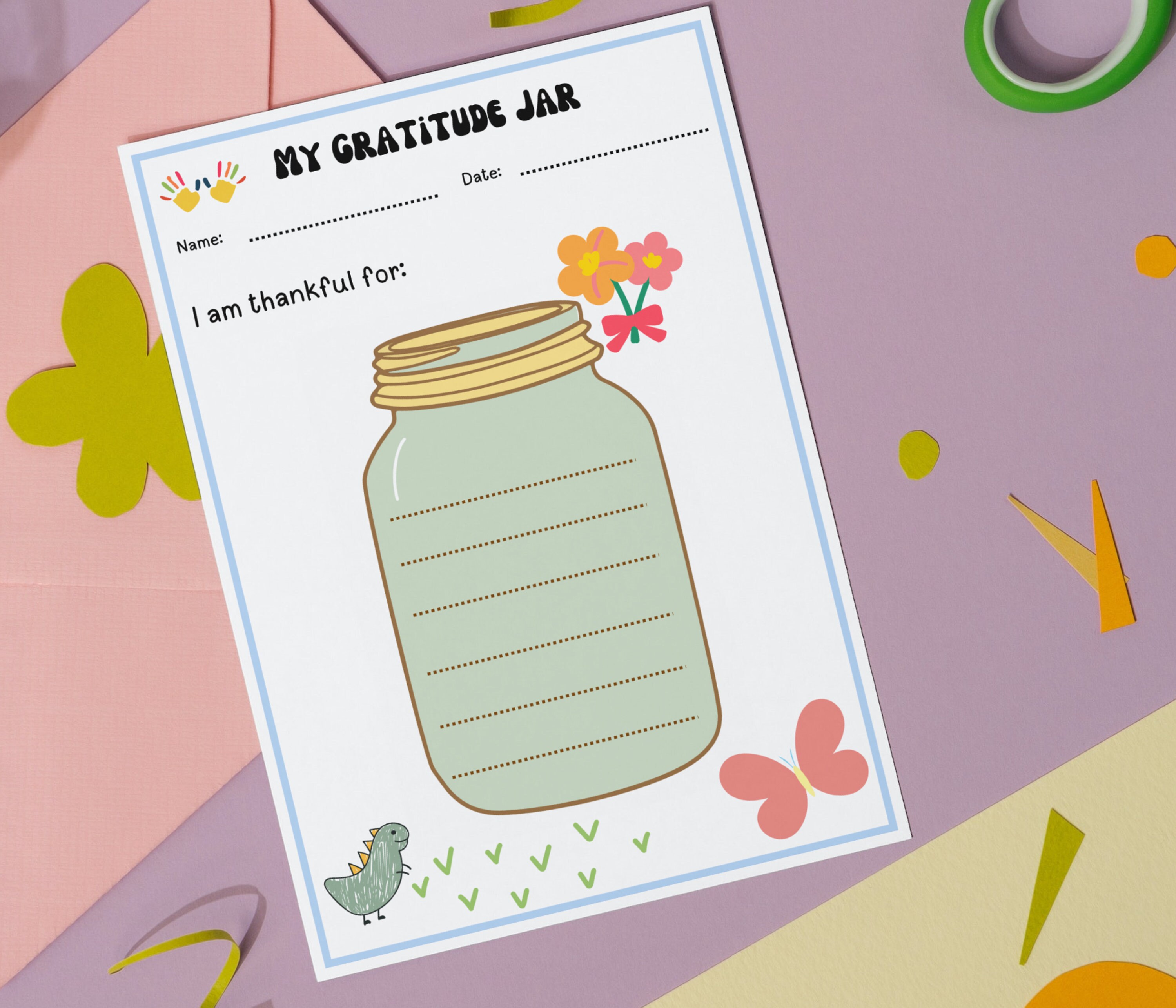Gratitude Jar Printable for Kids, Gratitude Jar Template, Mindfulness ...