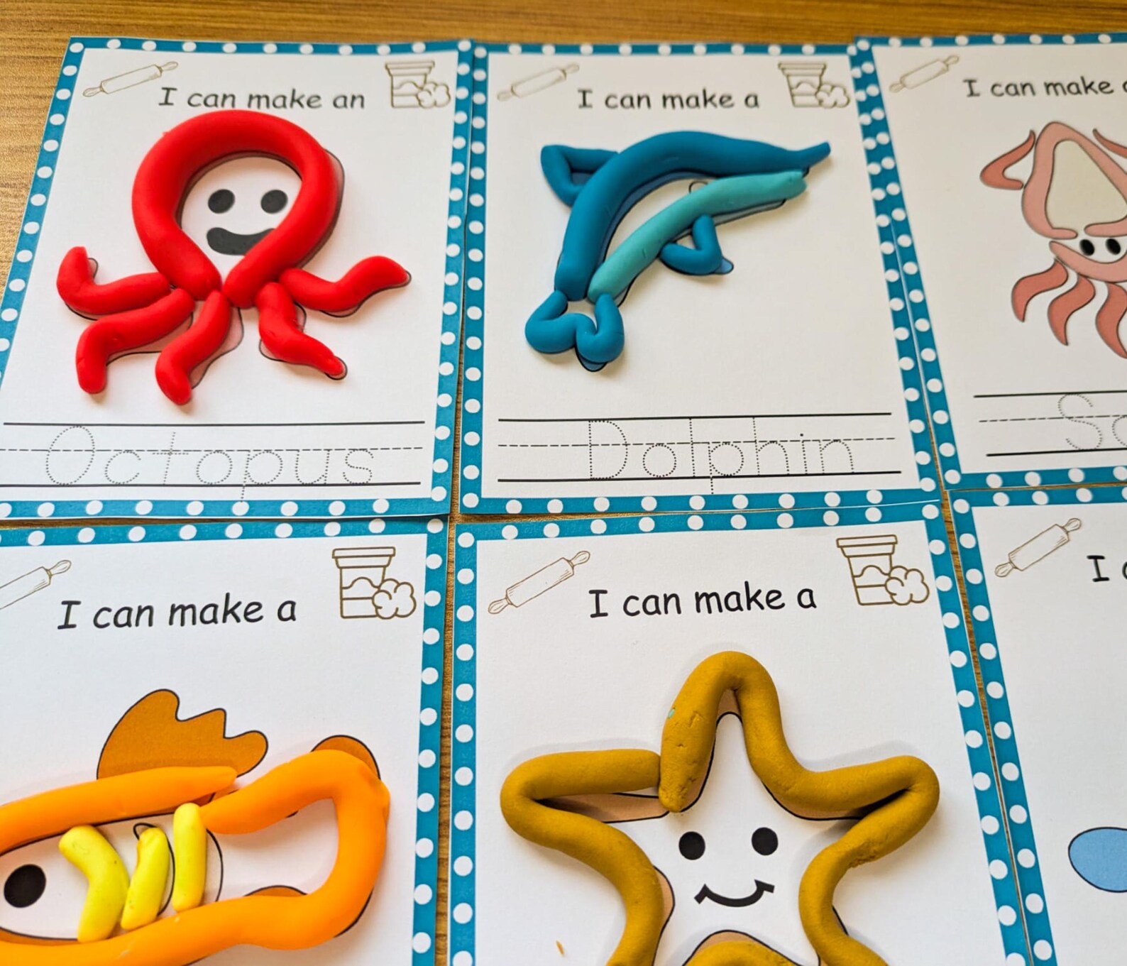 Ocean Animals Playdough Mats Printable, Montessori Learning Material ...