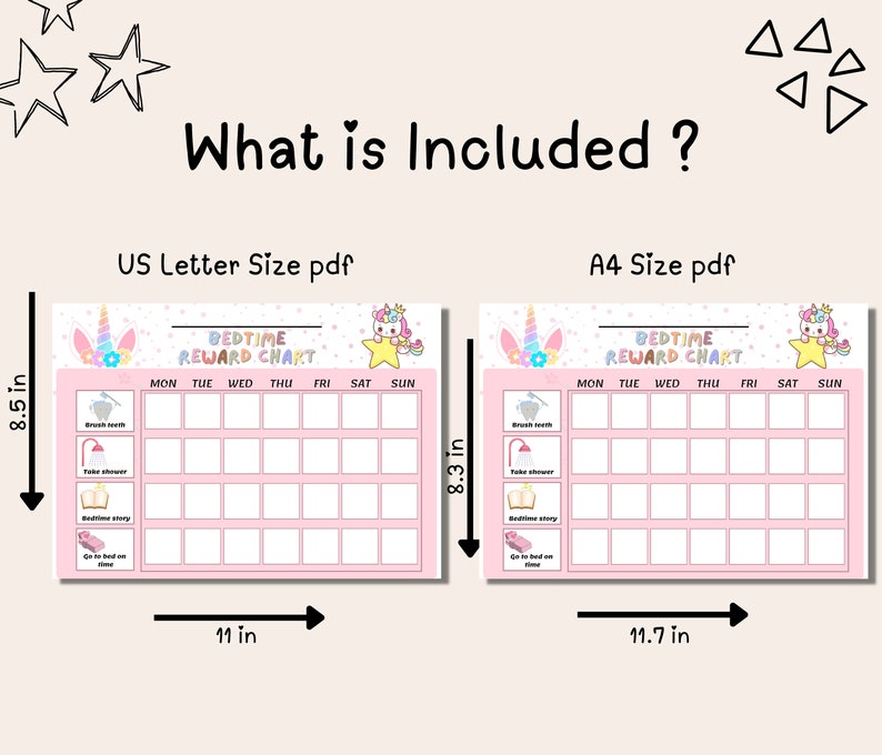 Bedtime Reward Chart for Kids, Bedtime Routine Chart for Toddler ...