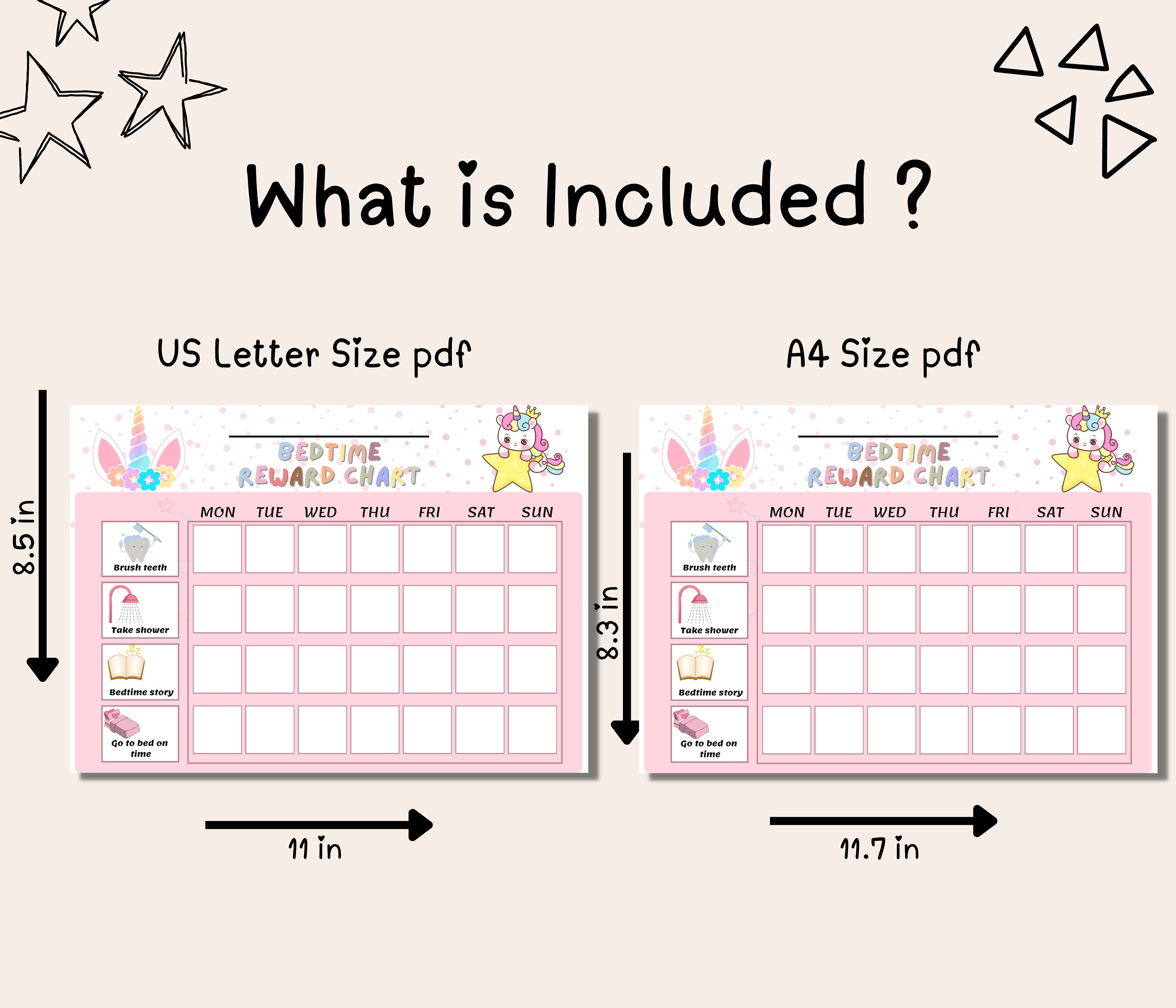 Bedtime Reward Chart for Kids, Bedtime Routine Chart for Toddler ...