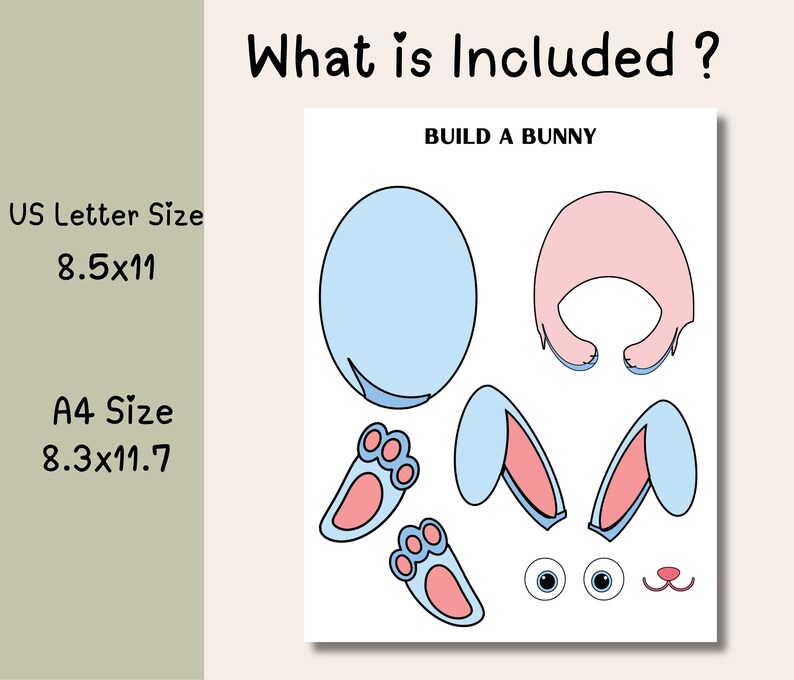 Bunny Cut and Paste Activity for Kids, Easter Printable, Easter ...