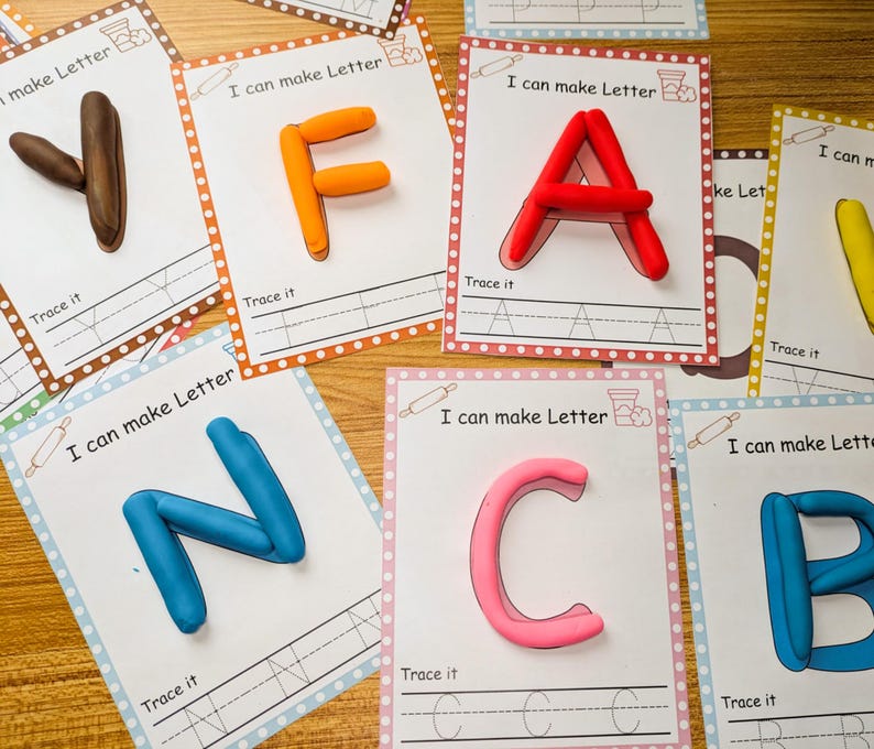 Alphabet Play Dough Mat Printables, Montessori Letters Recognition, ABC ...