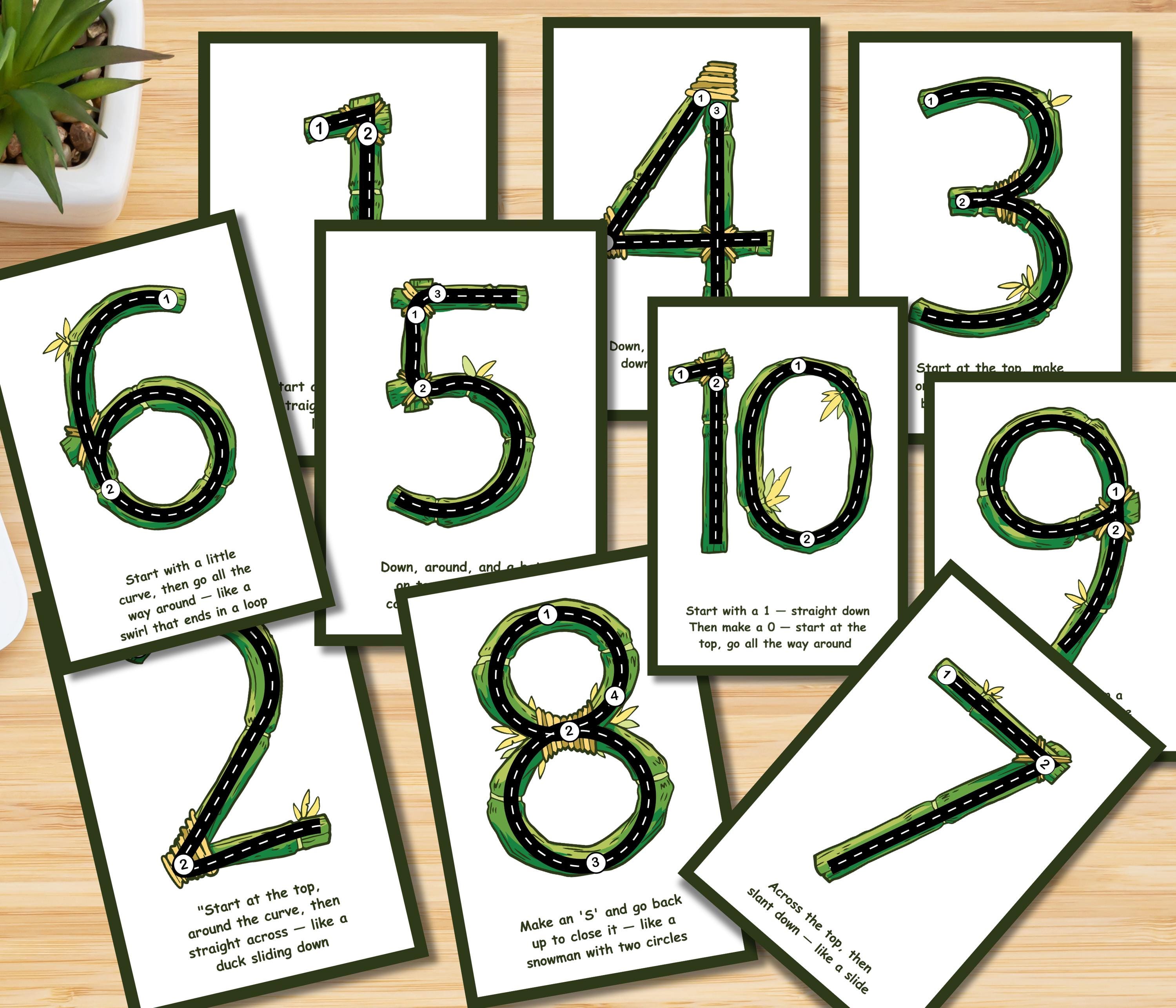 Number 1-10 Tracing Cards for Preschoolers, Forest Theme Number Cards ...