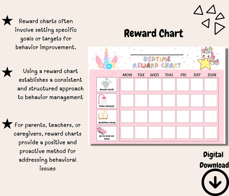 Bedtime Reward Chart for Kids, Bedtime Routine Chart for Toddler ...