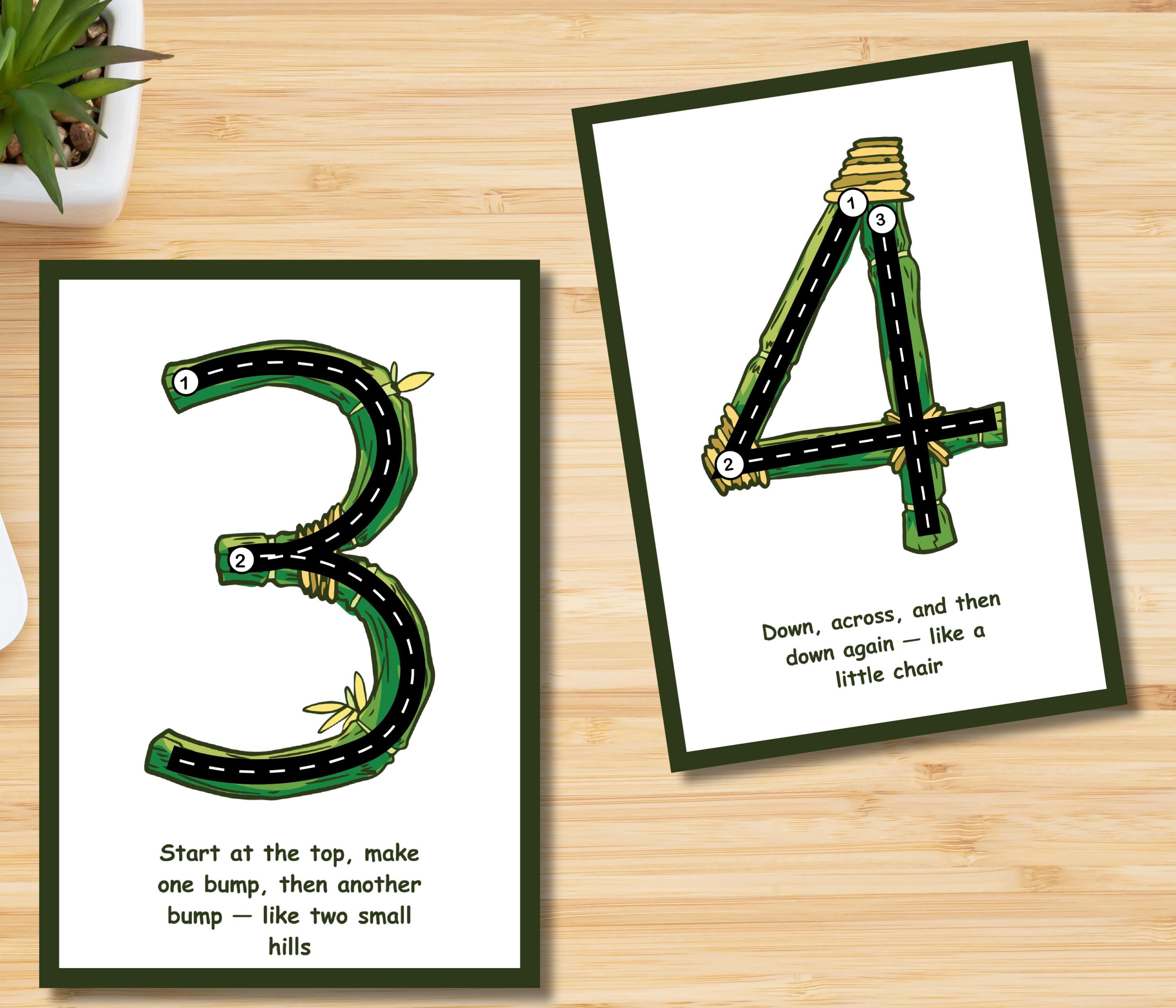 Number 1-10 Tracing Cards for Preschoolers, Forest Theme Number Cards ...