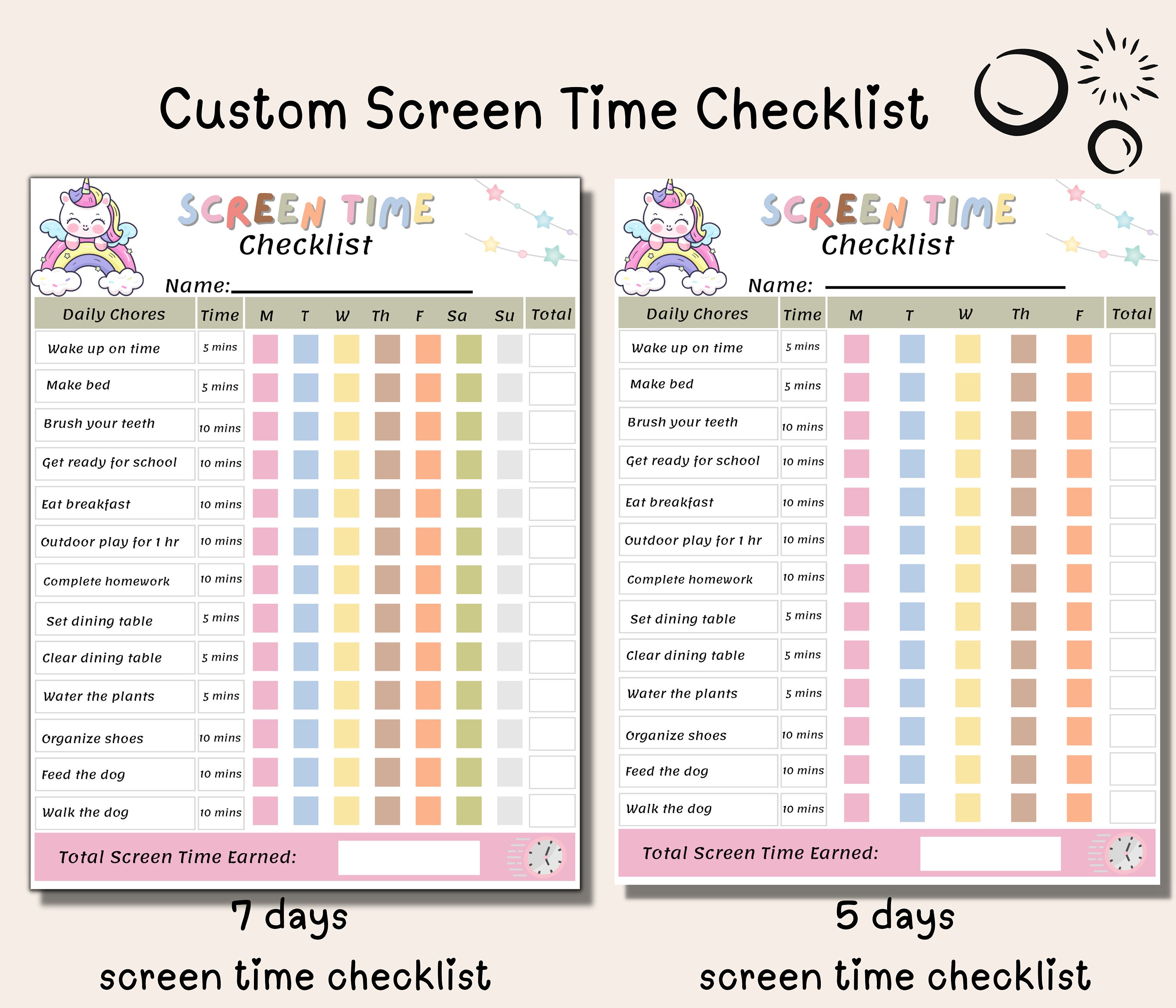 Screen Time Bundle for Kids, Screen Time Contract Printable, Screen ...