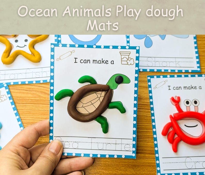 Ocean Animals Playdough Mats Printable, Montessori Learning Material ...