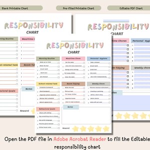 Editable Kids Chore Chart, Responsibility Chart for Kids, Kids ...