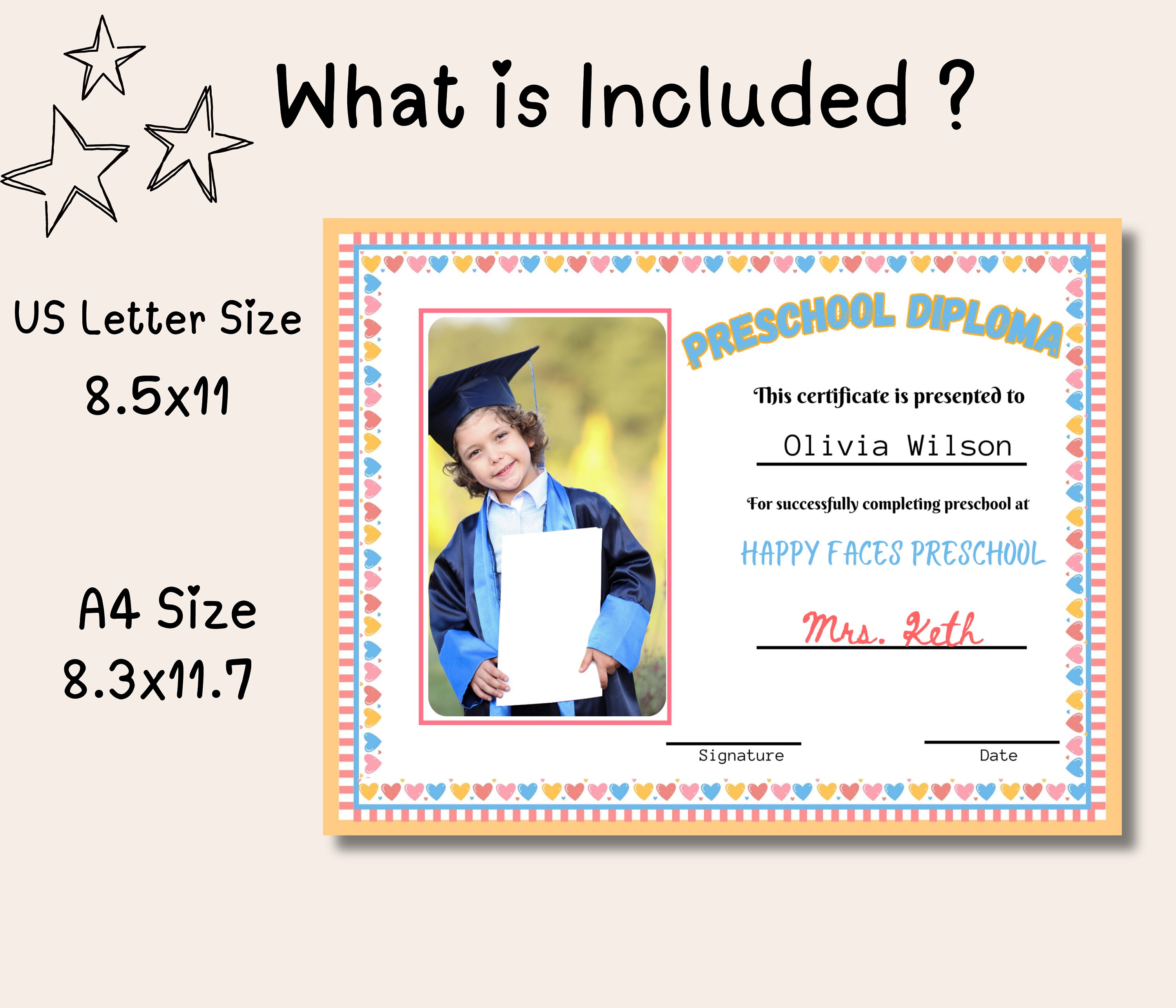 Editable Preschool Graduation Certificate, Printable Preschool ...