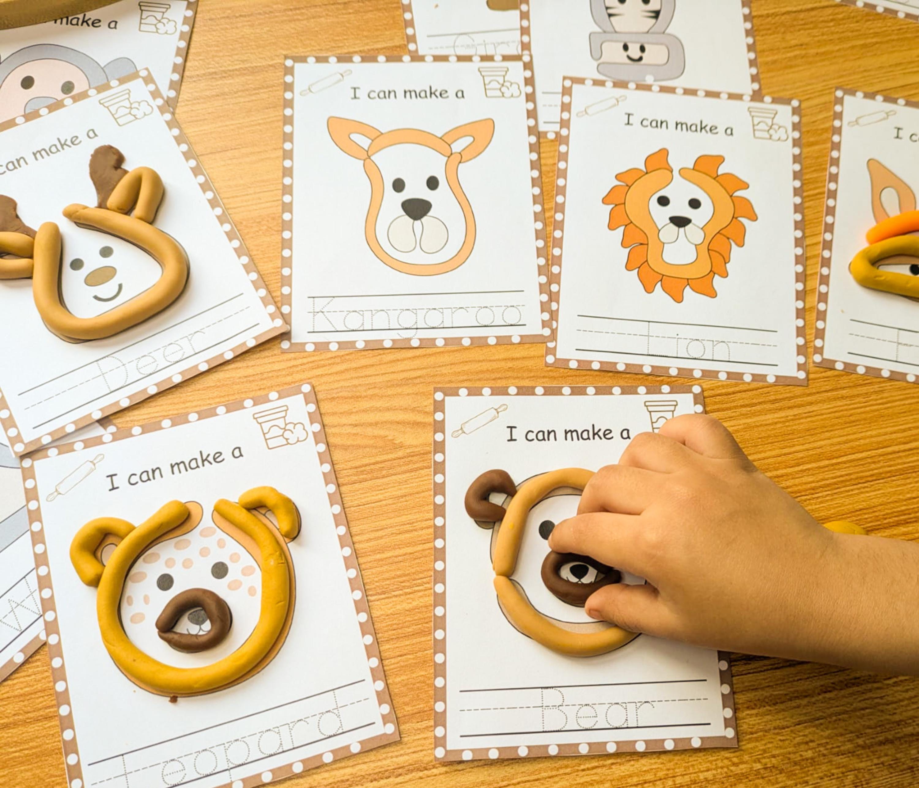 Wild Animals Playdough Mats Printable, Homeschool Montessori Animals ...