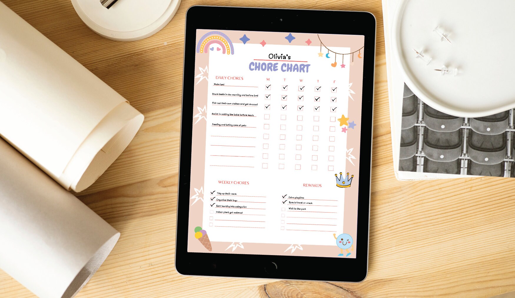 Chore Chart Printable for Kids Daily Chores Template - Etsy