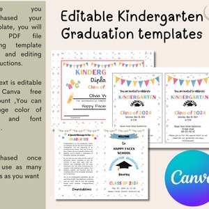 Editable Kindergarten Graduation Bundle: Certificate, Invitation ...