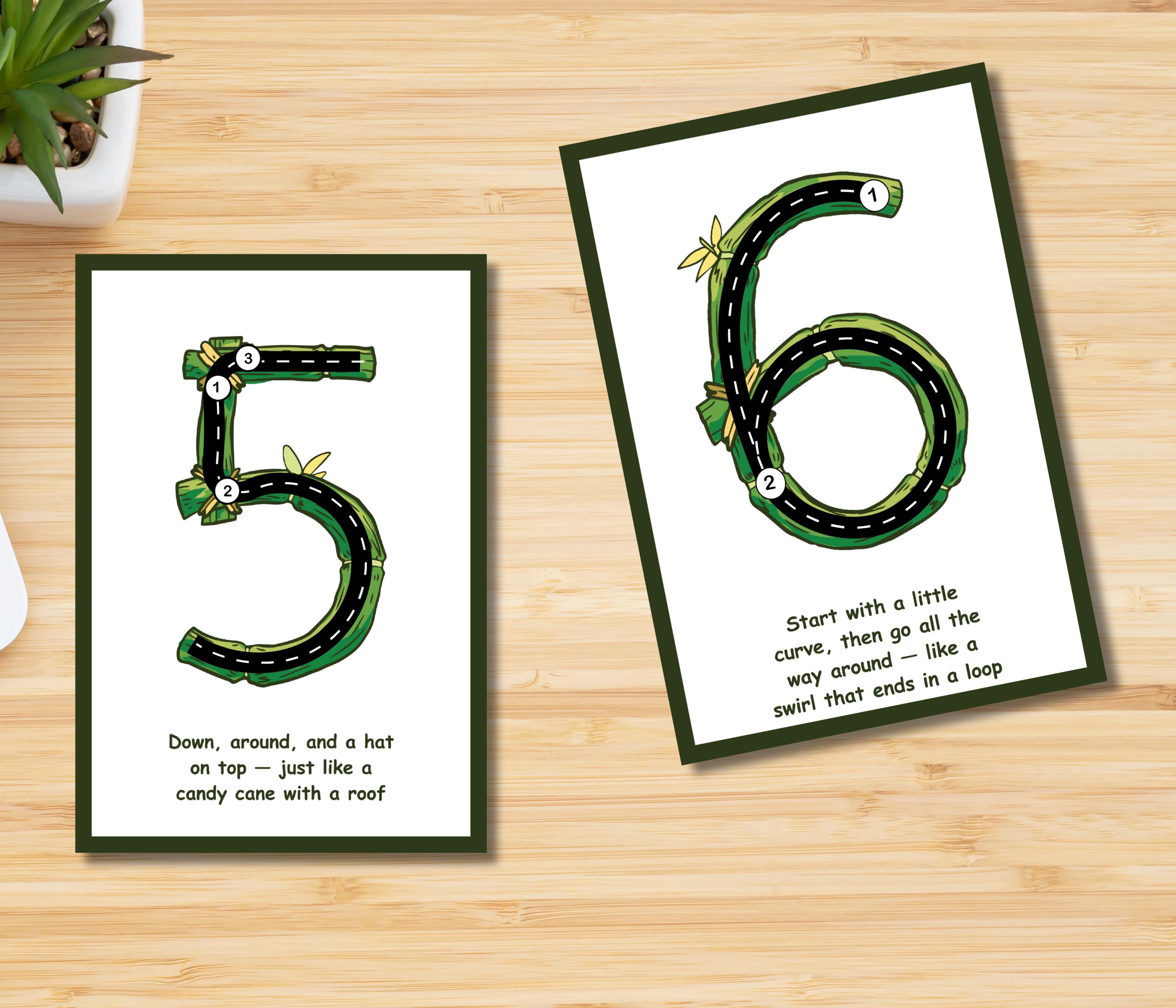 Number 1-10 Tracing Cards for Preschoolers, Forest Theme Number Cards ...