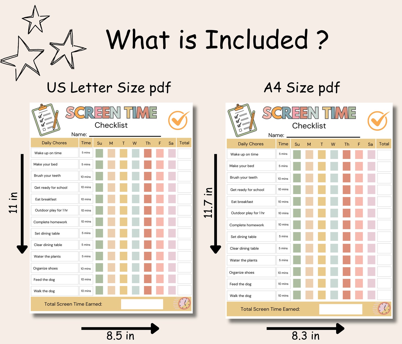 Screen Time Checklist for Kids, Screen Time Tokens, Screen Time ...