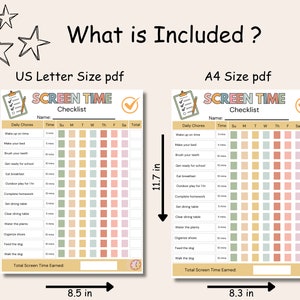 Screen Time Checklist for Kids, Screen Time Tokens, Screen Time ...