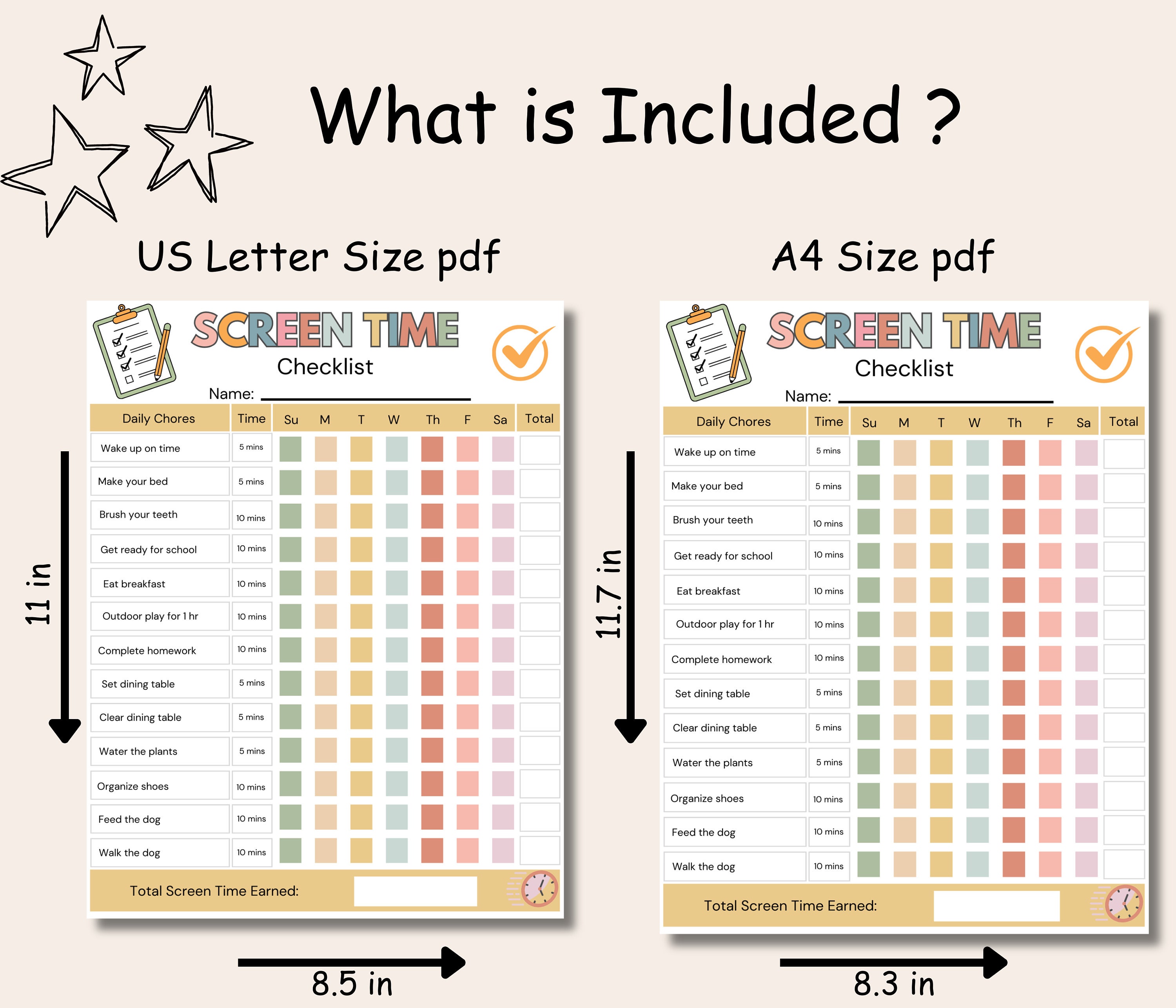 Screen Time Checklist for Kids, Screen Time Tokens, Screen Time ...