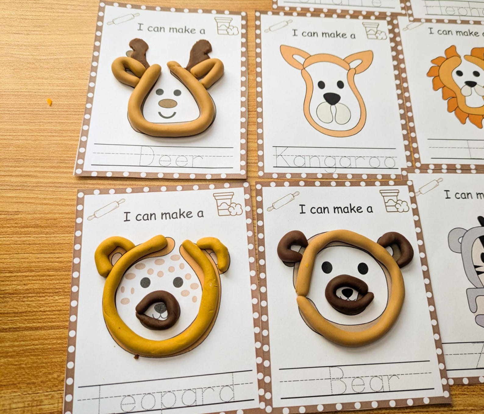 Wild Animals Playdough Mats Printable, Homeschool Montessori Animals ...