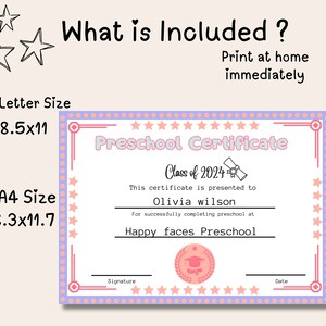 Editable Preschool Graduation Certificate, Printable Graduation Diploma ...