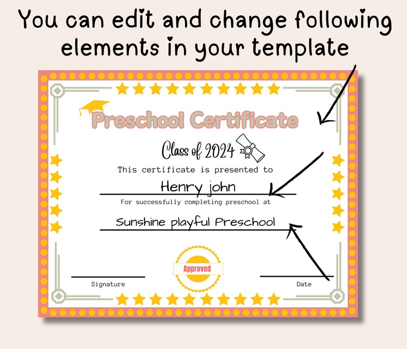 Editable Preschool Graduation Certificate, Printable Preschool ...