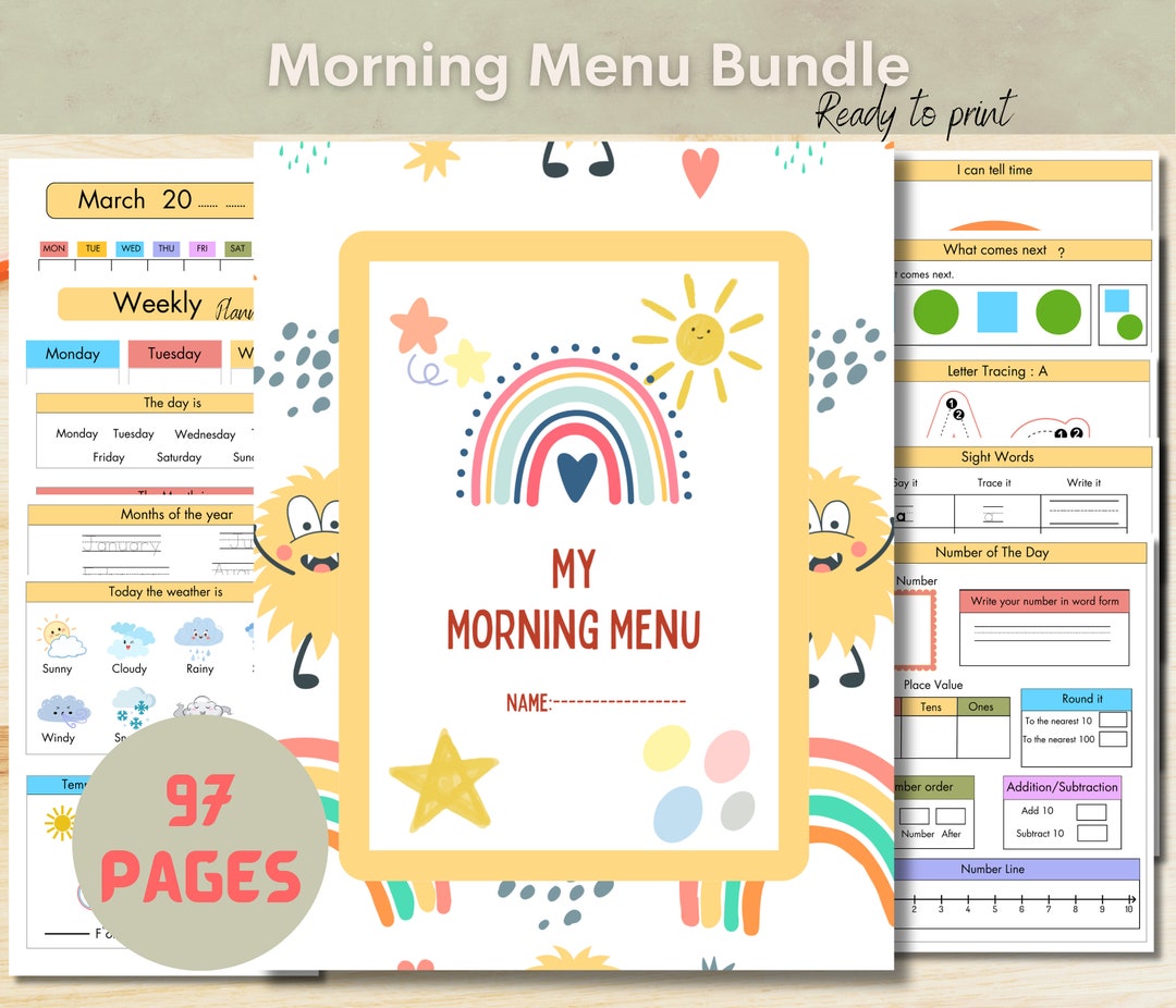 Morning Menu Daily Worksheet, Morning Basket Toddler, Circle Time ...