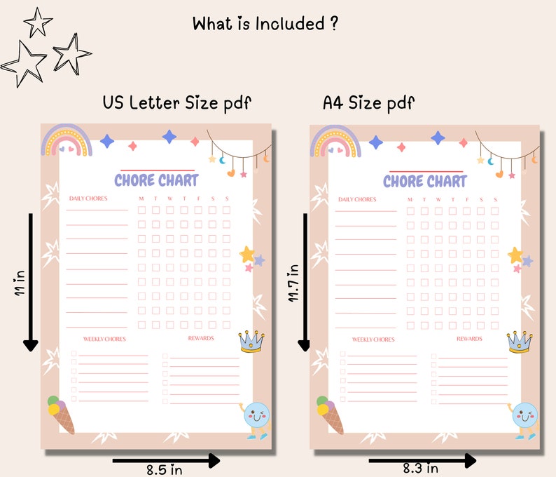 Chore Chart Printable for Kids , Daily Chores Template, Editable Chore ...