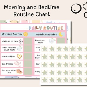Kids Morning and Night Time Routine, Bedtime Routine Chart Printable ...
