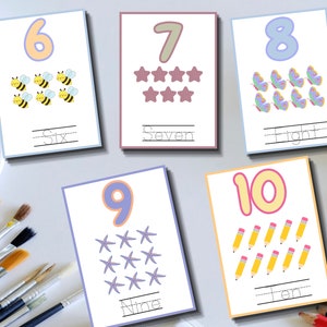 Number Flash Cards, Preschool Counting Flash Cards, Number Cards 1-10 ...