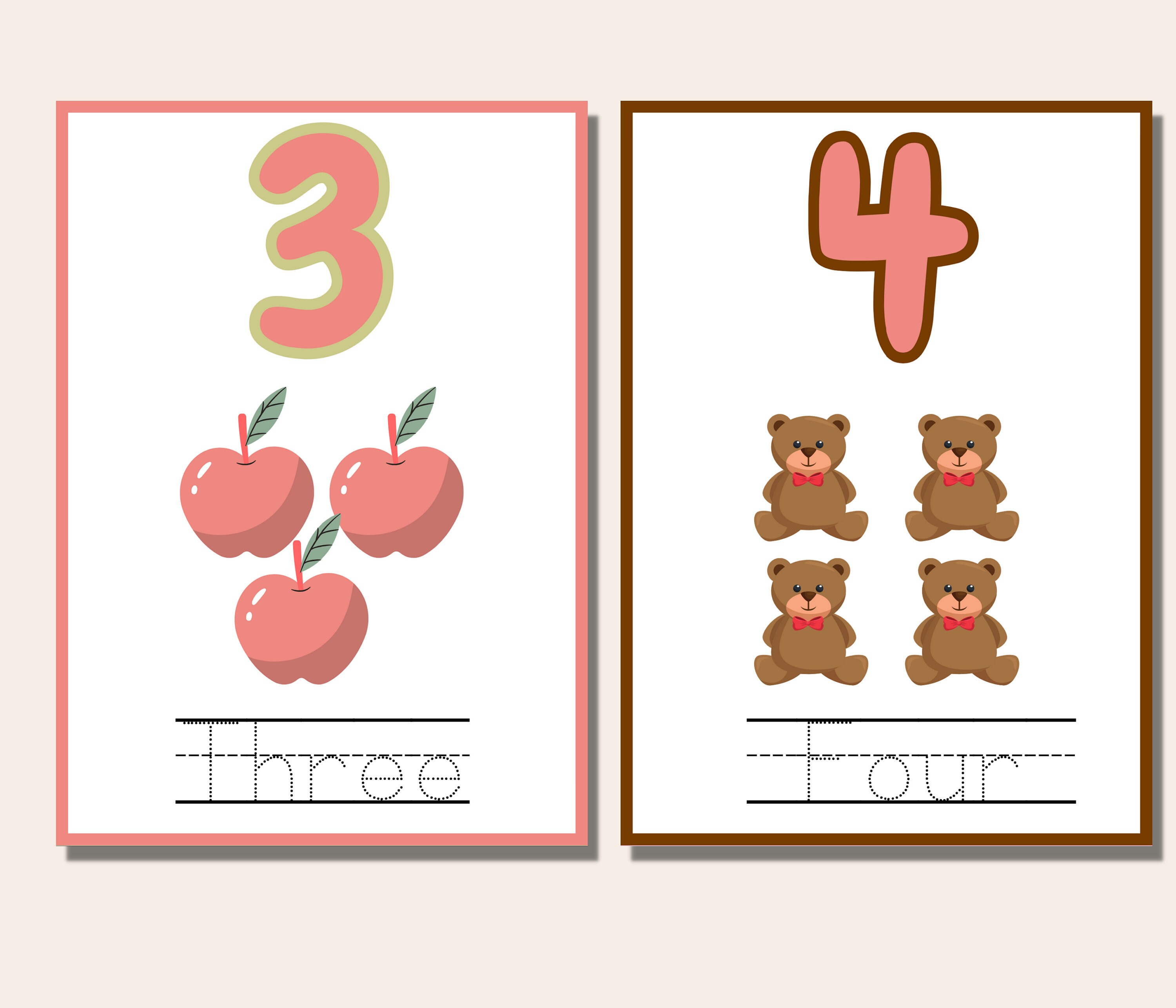 Number Flash Cards, Preschool Counting Flash Cards, Number Cards 1-10 ...