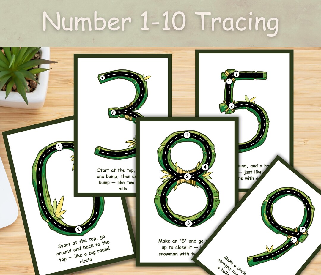 Number 1-10 Tracing Cards for Preschoolers, Forest Theme Number Cards ...