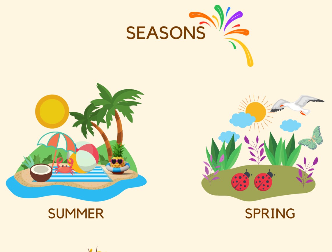 Seasons Educational Poster for Toddlers, Homeschool Preschool Poster ...
