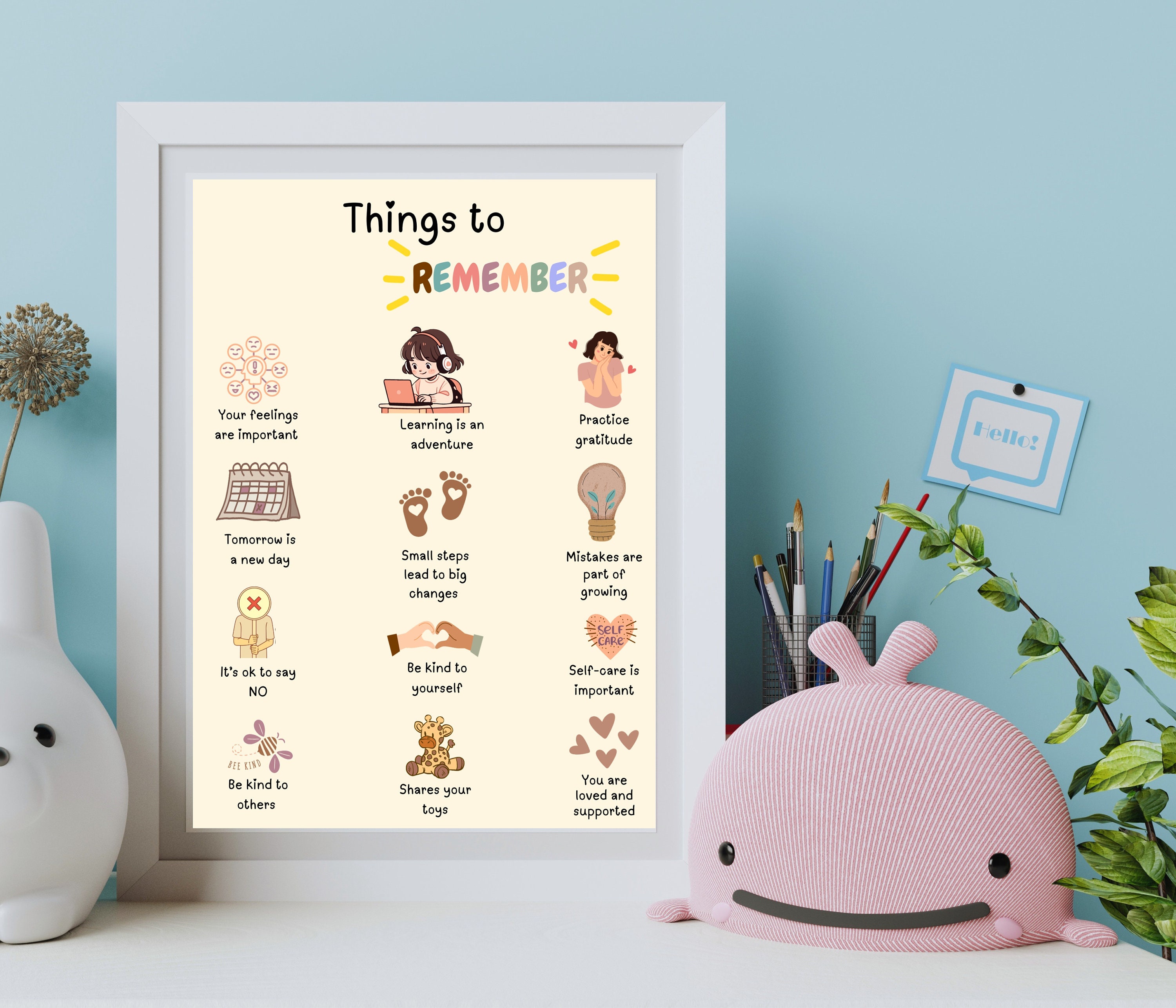 Things to Remember Poster for Kids, Positive Affirmation, Mental Health ...
