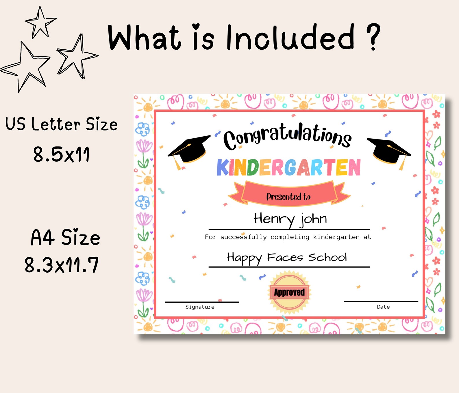 Editable Kindergarten Graduation Certificate, Printable Kindergarten ...